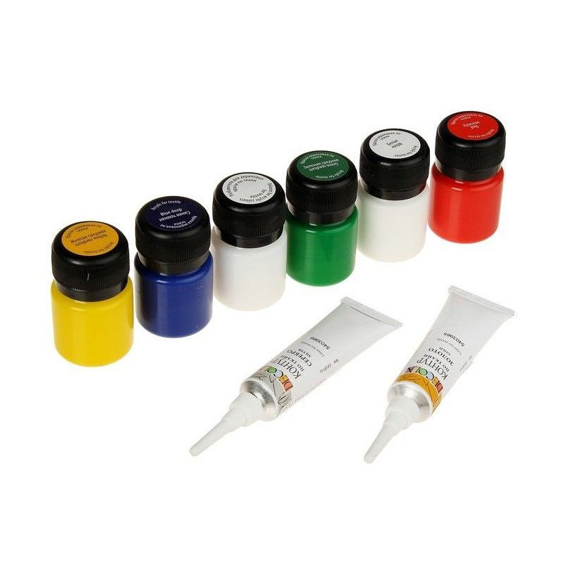 Vopsea textilă Nevskaya Palitra Decola - 5 culori x 20 ml, cu 2 vopsele ...